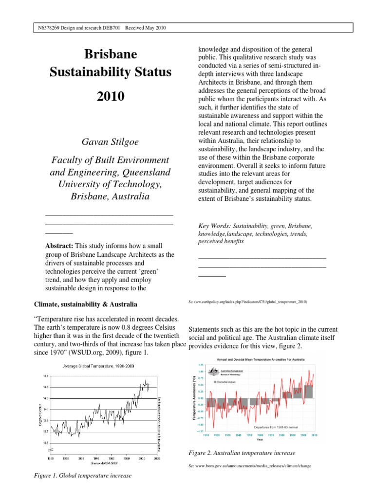 Brisbane Sustainability Status 2010 | PDF | Sustainable Design ...