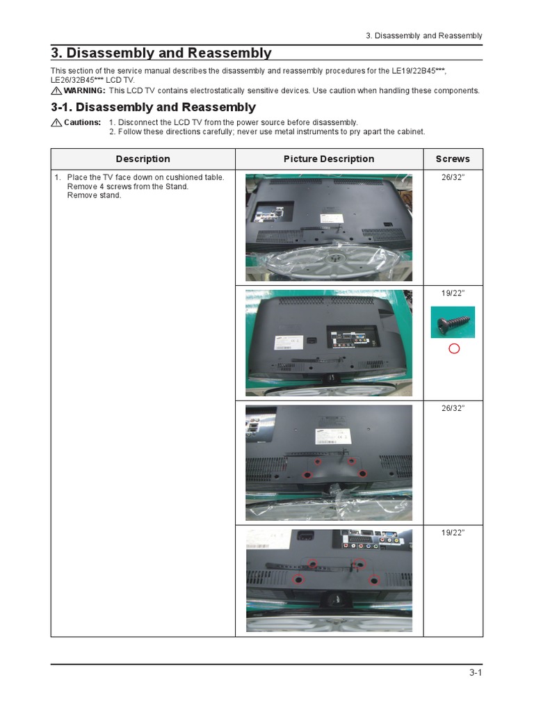 LCD TV Disassembly Guide | PDF