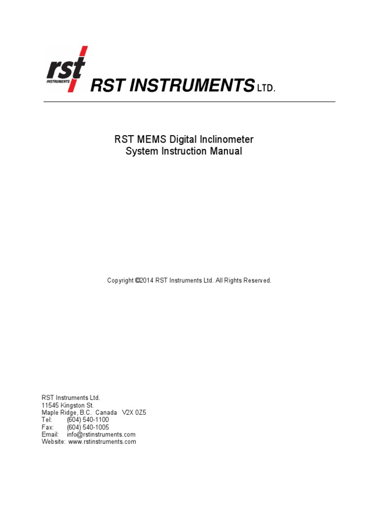 MEMS Digital Inclinometer Instruction Manual | PDF | File Format ...