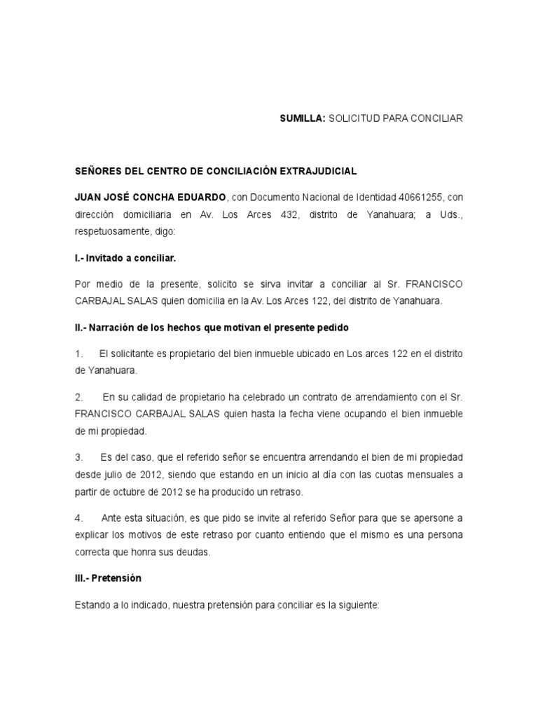 Solicitud para Conciliar | PDF