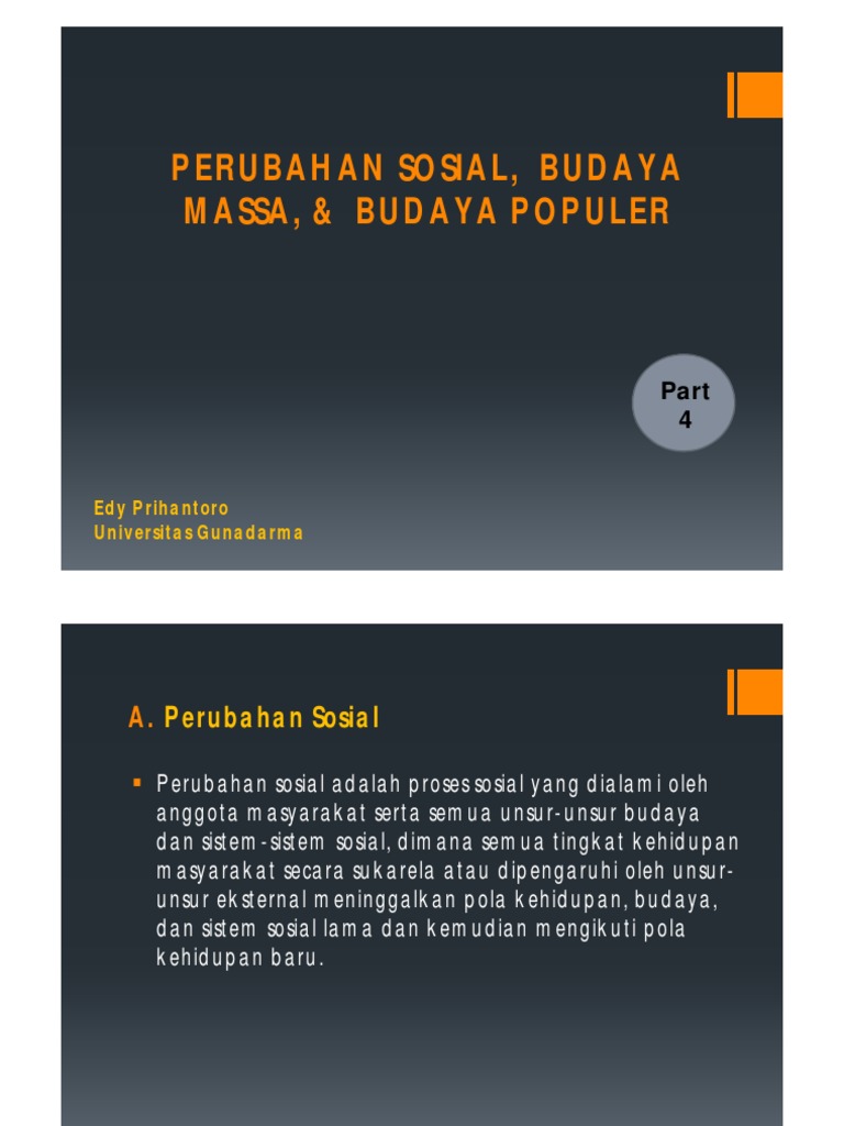 Perubahan Sosial, Budaya Massa & Budaya Populer | PDF