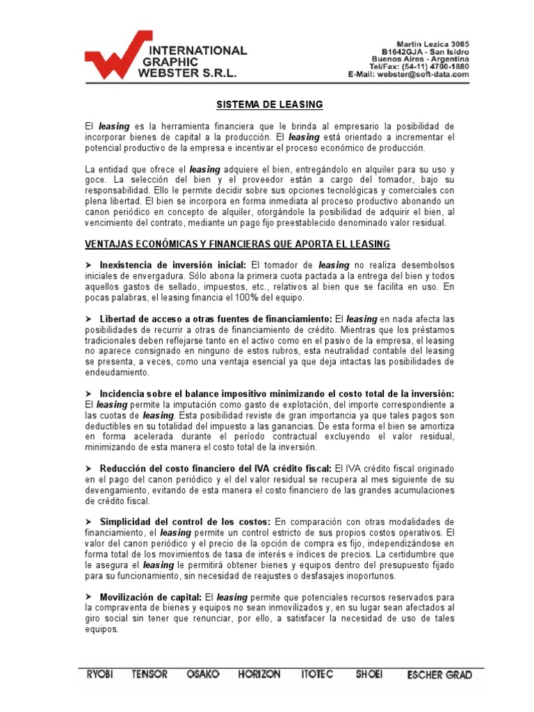 Carta Leasing | PDF | Arrendamiento | Bancos