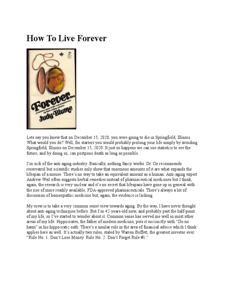 How To Live Forever | PDF | Coronary Artery Disease | Insomnia