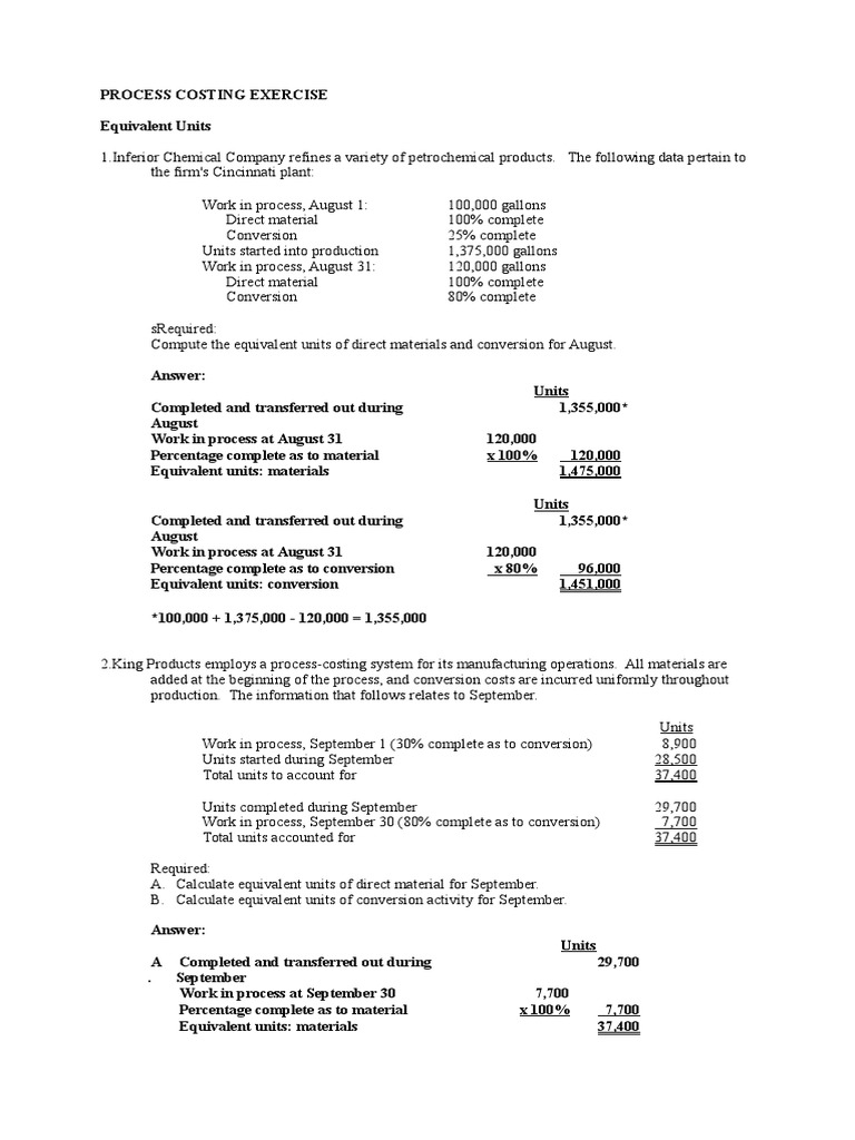 Process Costing Problem | PDF | Inventory | Cost