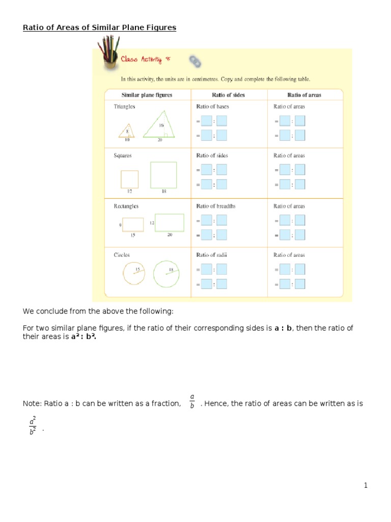Ratio of Areas in Similar Figures | PDF