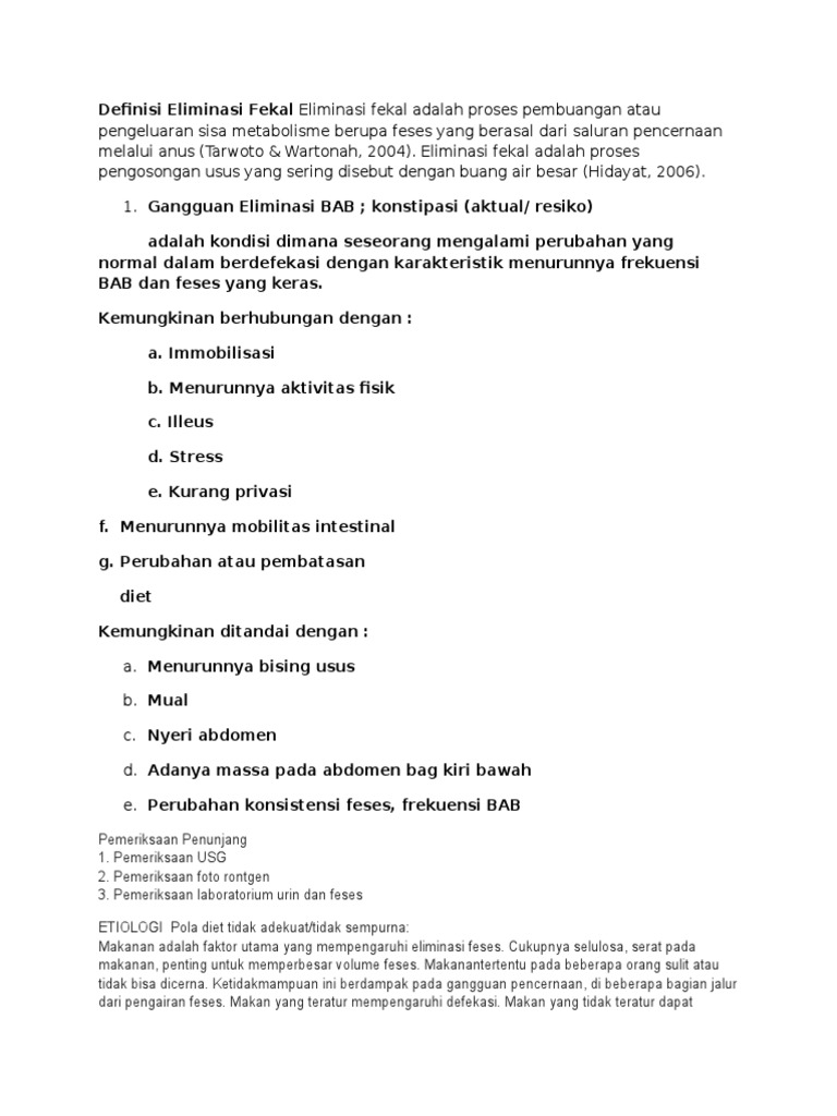 Panduan Eliminasi Fekal | PDF | Kesehatan Holistik