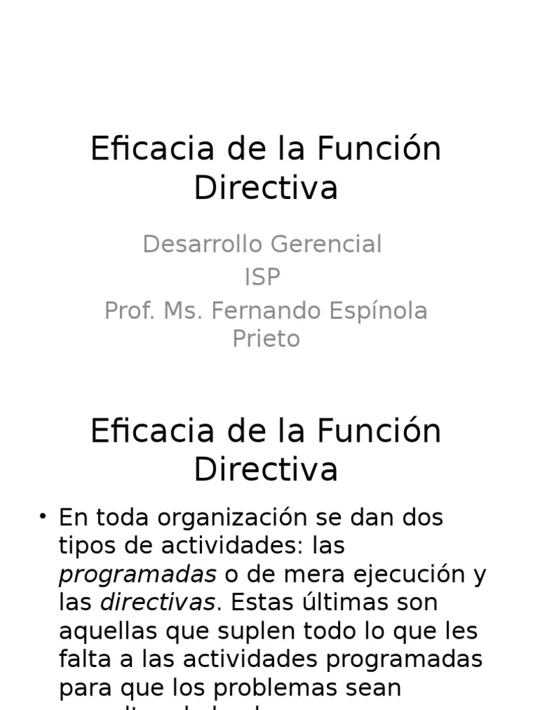 Eficacia de La Función Directiva | PDF | Liderazgo | Conocimiento