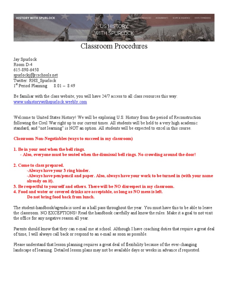 Classroom Procedures | PDF | Lesson Plan | Classroom