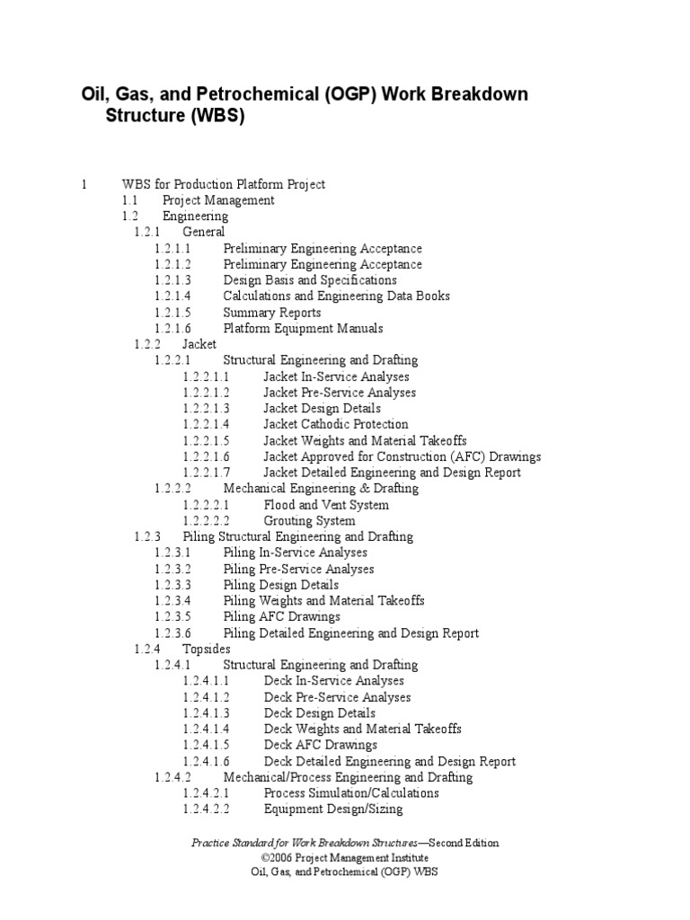 A Detailed Work Breakdown Structure for the Engineering, Procurement ...