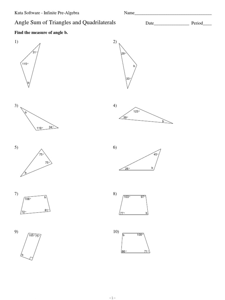 Angle Sum of Triangles and Quadrilaterals PDF | PDF | Triangle ...
