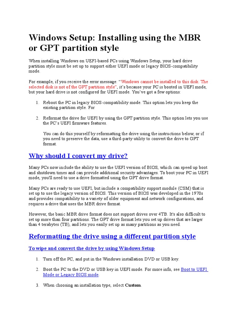 Windows Setup (GPT Partition) | PDF | Bios | System Software