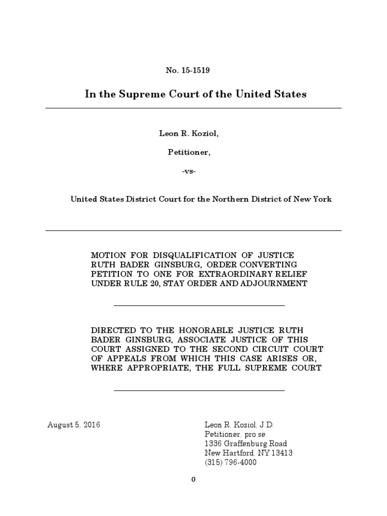 Koziol V UNDC Supreme Court Motion | PDF | Child Custody | First ...