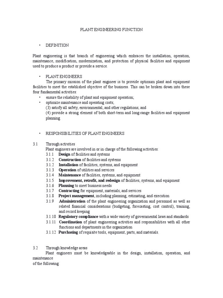 Plant Engineering Function | PDF | Hvac | Engineering