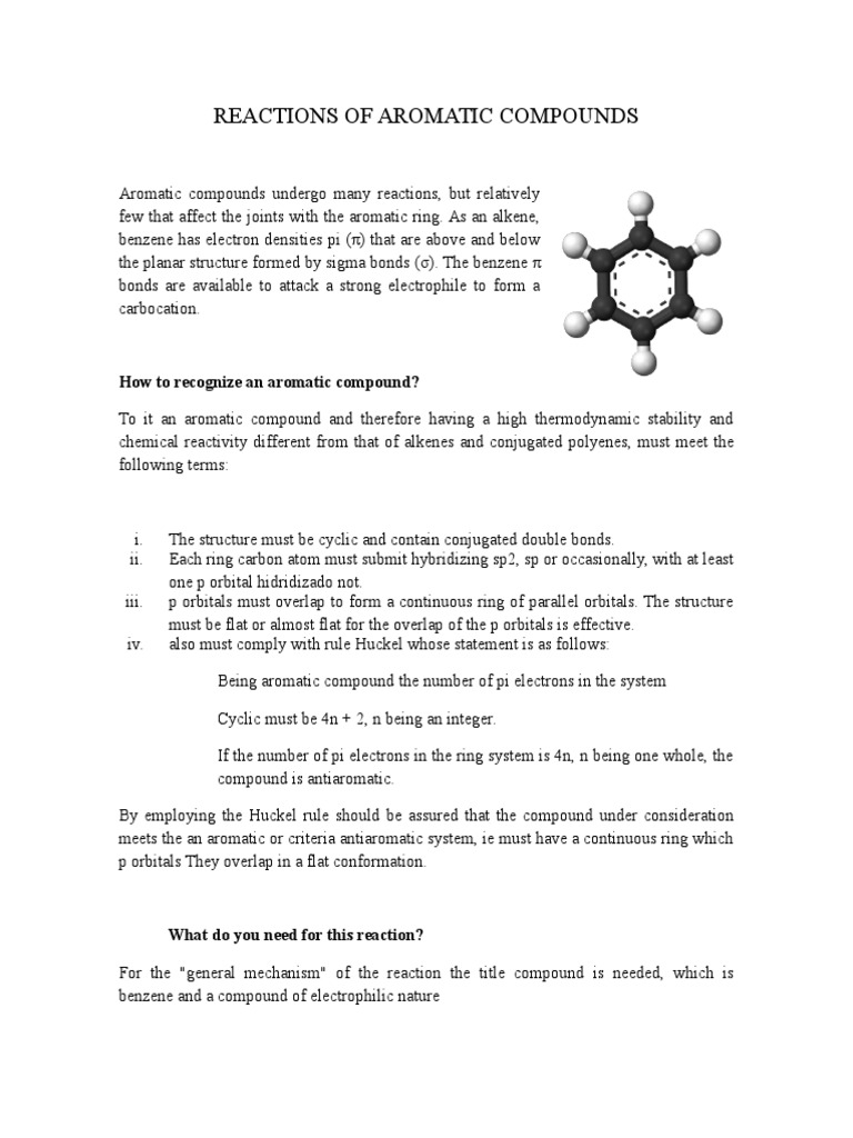 Reactions of Aromatic Compounds | PDF | Aromaticity | Chemical Reactions