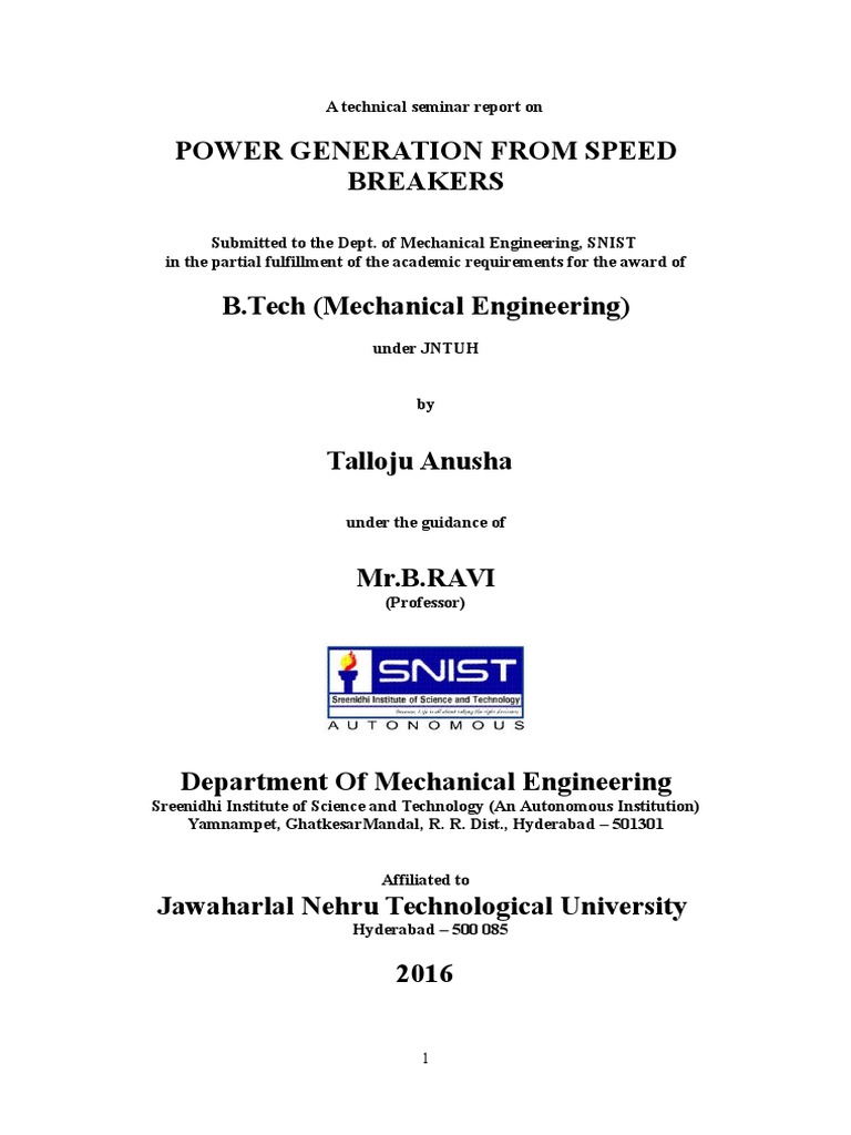 Electricity From Power Hump | PDF