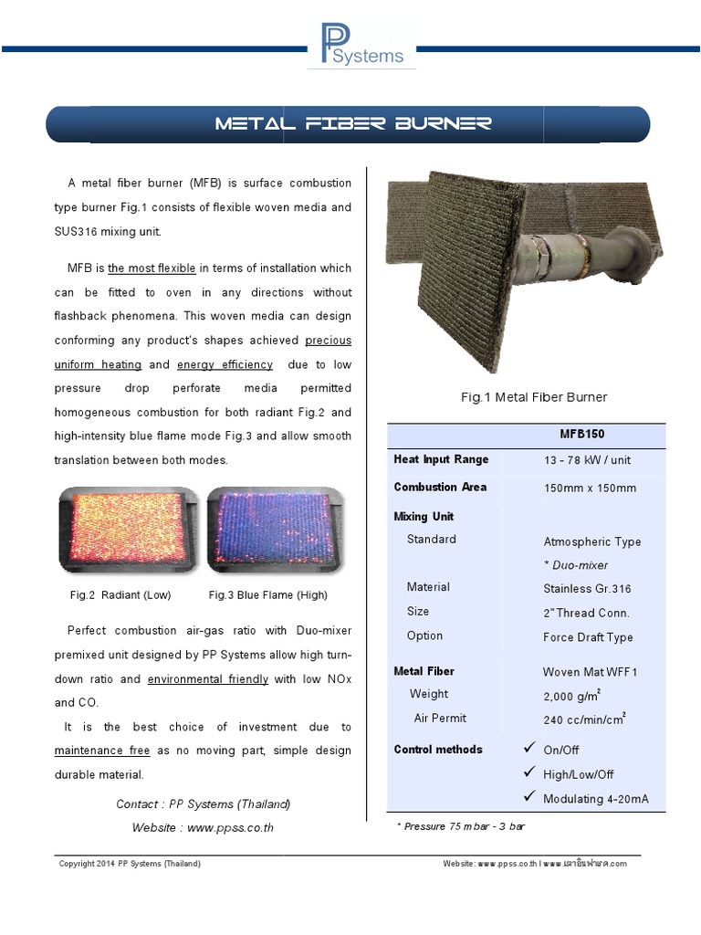 Metal Fiber Burner (MFB150) With Duo-Venturi Mixer Designed by PP ...