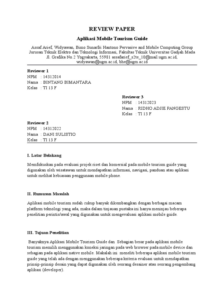 Contoh Review Paper | PDF