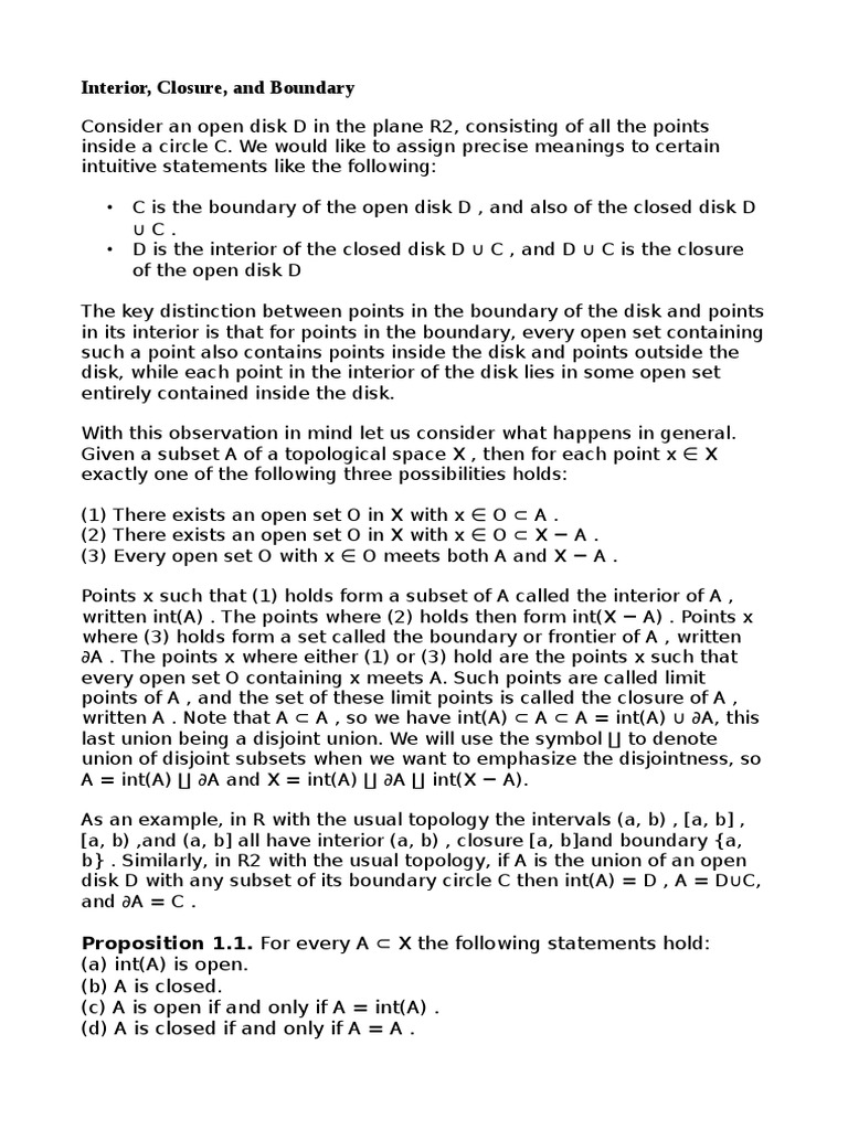 Interior, Closure, and Boundary | PDF