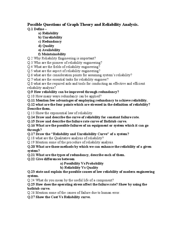 Graph Theory & Reliability Questions | PDF | Technology & Engineering