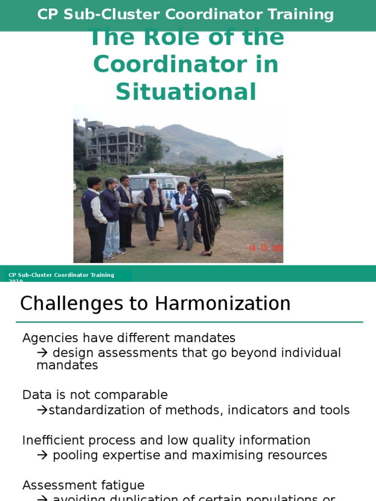 The Role of The Coordinator in Situational Assessments: CP Sub-Cluster ...