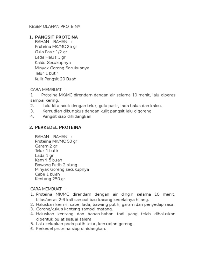 Resep Olahan Proteina | PDF