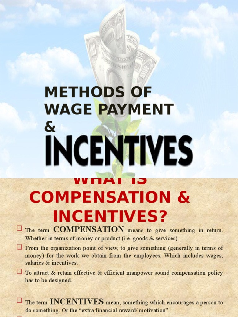 Methods of Wage Payment & Incentive Plans | Download Free PDF ...