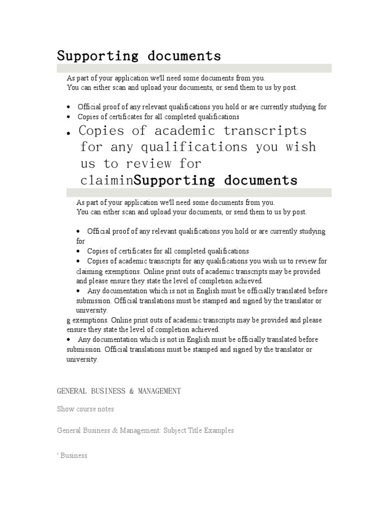 Supporting Documents: General Business & Management | Download Free PDF ...