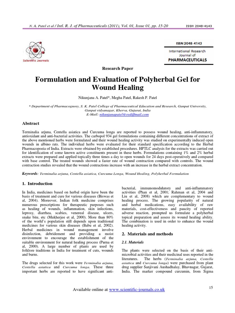 Polyherbal Gel | PDF | Herbalism | Wound