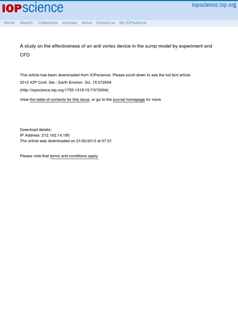 Anti Vortex Device | PDF | Vortices | Pump