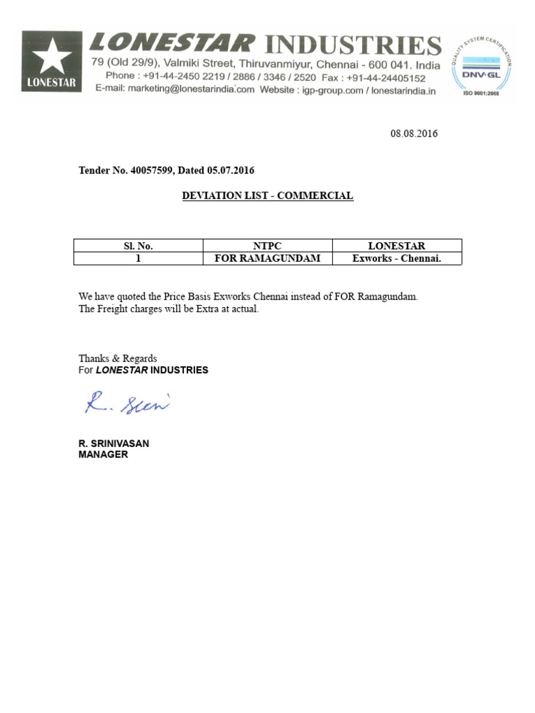 Deviation List | PDF