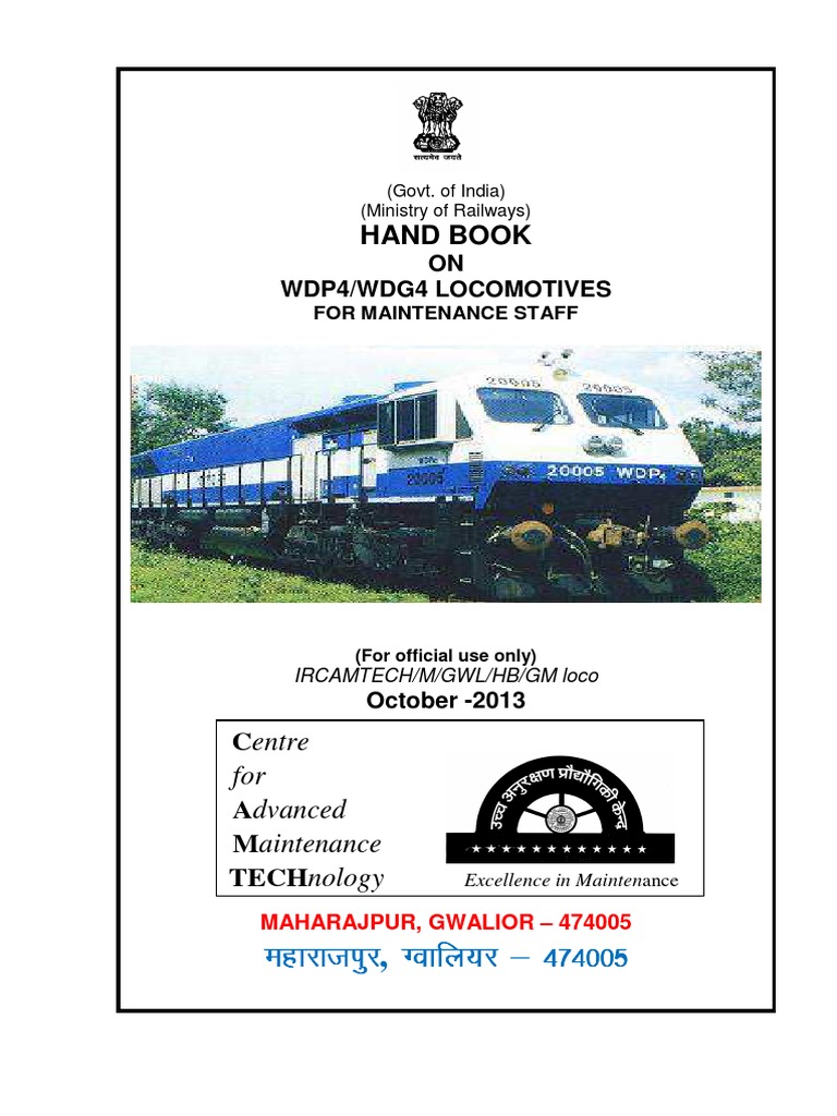 Handbook On WDP4 WDG4 Locomotives For Maintenance Staff | PDF ...
