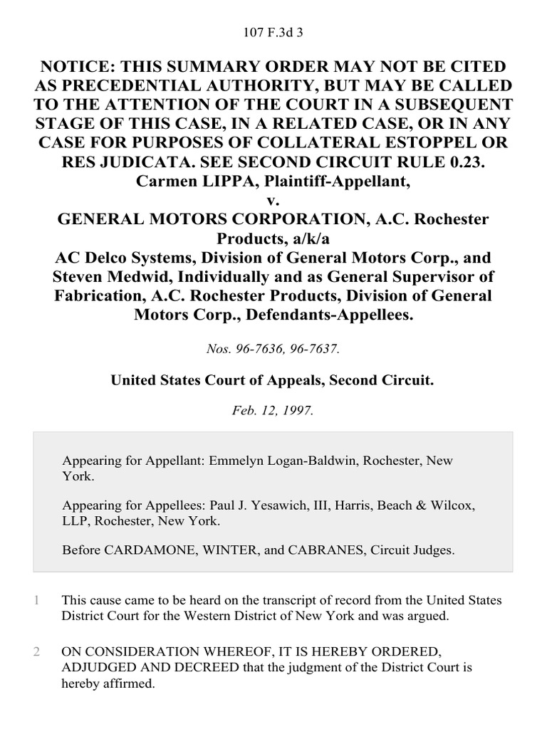 Carmen Lippa v. General Motors Corporation, A.C. Rochester Products, A ...