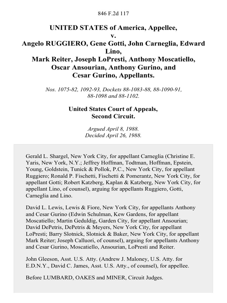 United States v. Angelo Ruggiero, Gene Gotti, John Carneglia, Edward ...