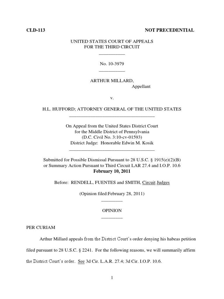 Arthur Millard v. Howard Hufford, 3rd Cir. (2011) | PDF | Fourteenth ...