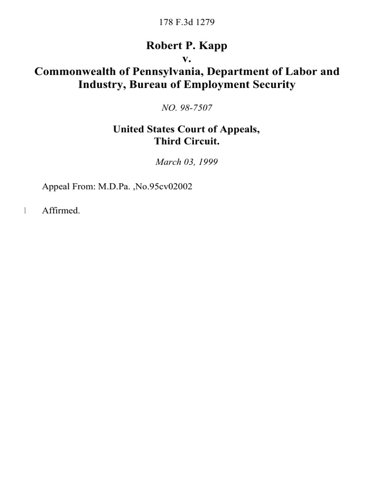 Robert P. Kapp v. Commonwealth of Pennsylvania, Department of Labor and ...
