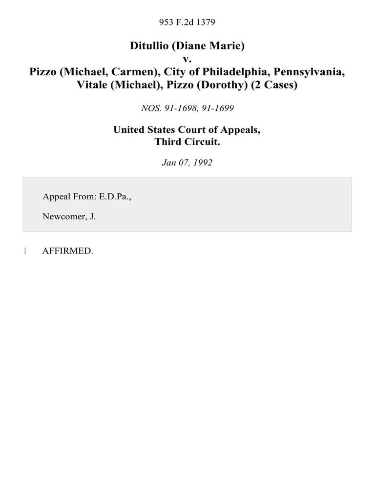 Ditullio v. Pizzo: Third Circuit Ruling | PDF