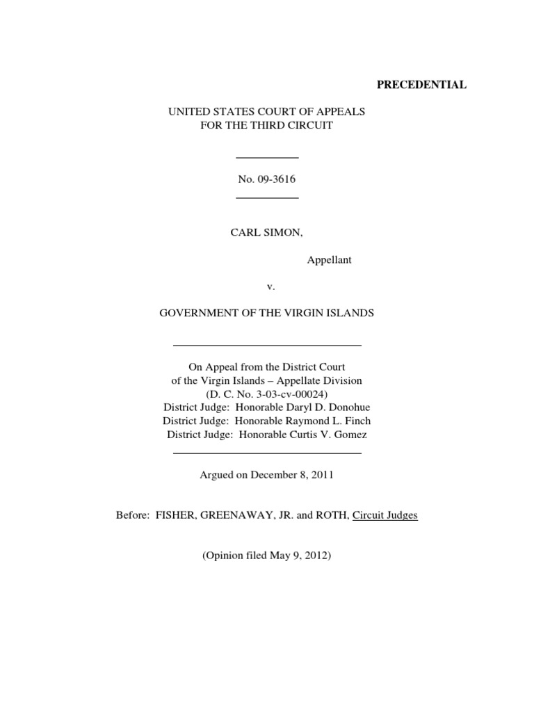 Carl Simon v. Govt of The VI, 3rd Cir. (2012) | PDF