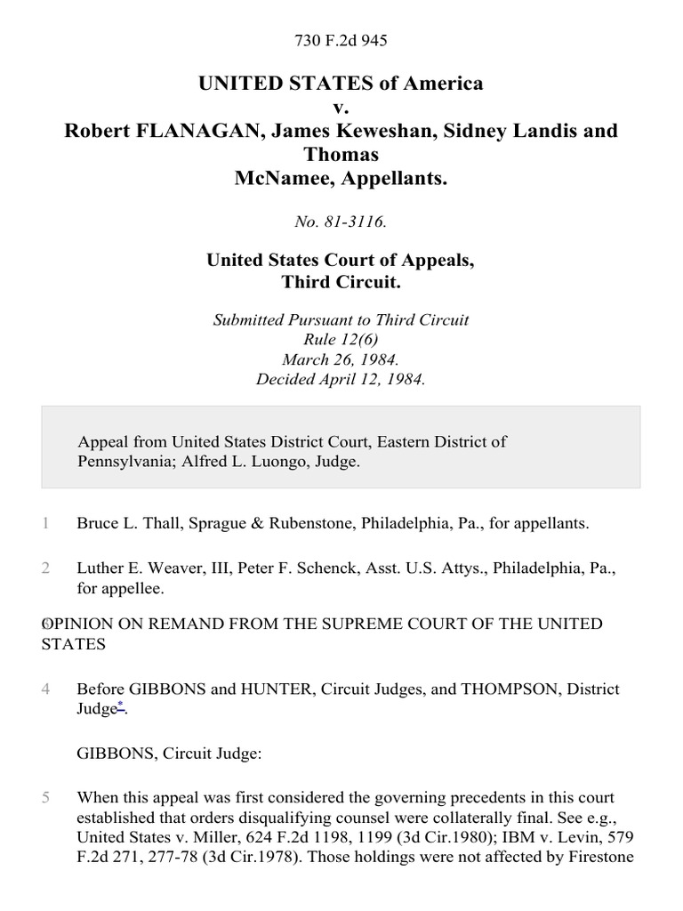 United States v. Robert Flanagan, James Keweshan, Sidney Landis and ...