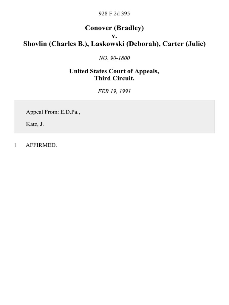 Conover (Bradley) v. Shovlin (Charles B.), Laskowski (Deborah), Carter ...