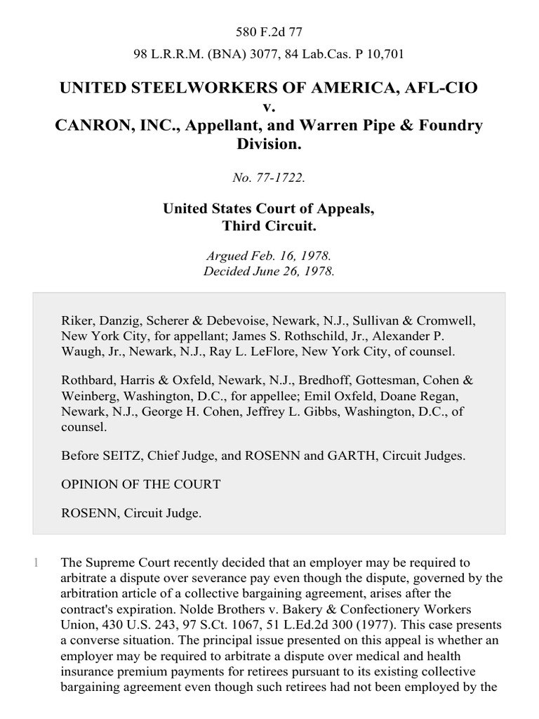 United Steelworkers of America, Afl-Cio v. Canron, Inc., and Warren ...