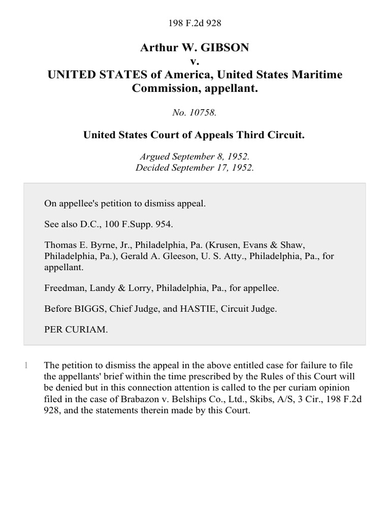 Arthur W. Gibson v. United States of America, United States Maritime ...