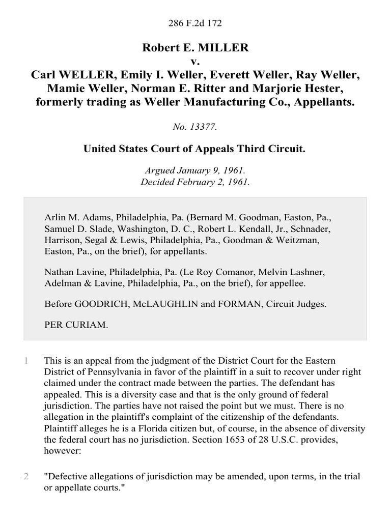 Robert E. Miller v. Carl Weller, Emily I. Weller, Everett Weller, Ray ...