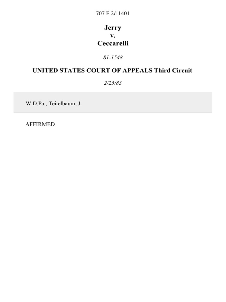 Jerry v. Ceccarelli, 707 F.2d 1401, 3rd Cir. (1983) | PDF