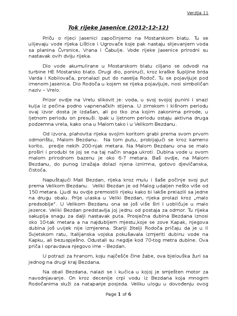Rijeka Jasenica - V11 | PDF