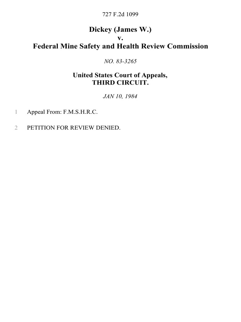 Dickey (James W.) v. Federal Mine Safety and Health Review Commission ...