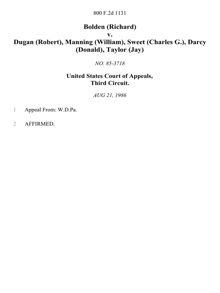 Bolden (Richard) v. Dugan (Robert), Manning (William), Sweet (Charles G ...