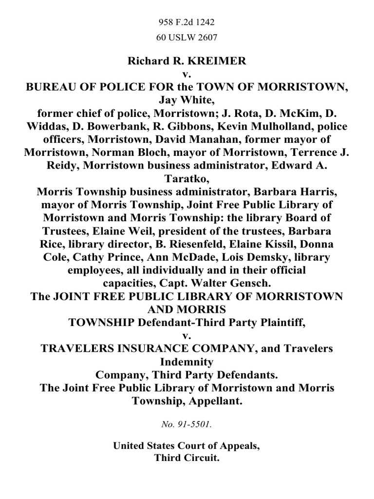 Richard R. Kreimer v. Bureau of Police for the Town of Morristown, Jay ...