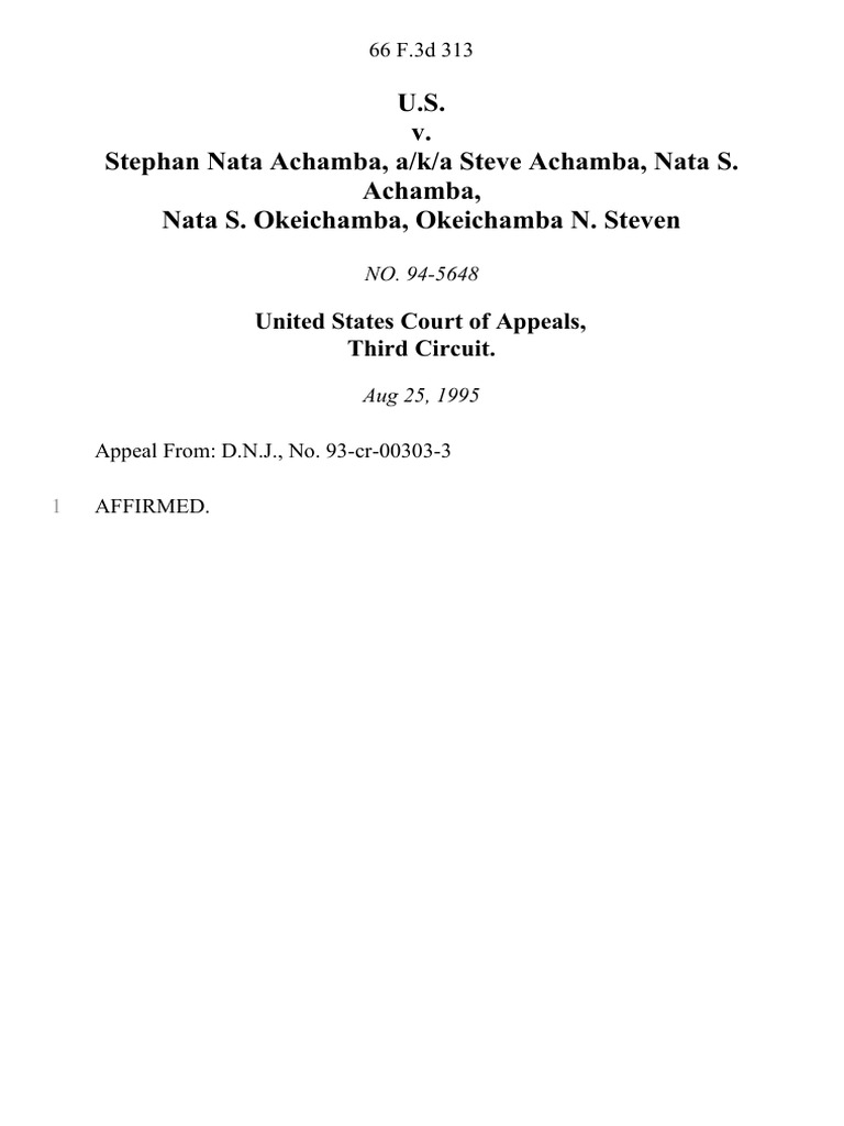 United States v. Stephan Nata Achamba, A/K/A Steve Achamba, Nata S ...
