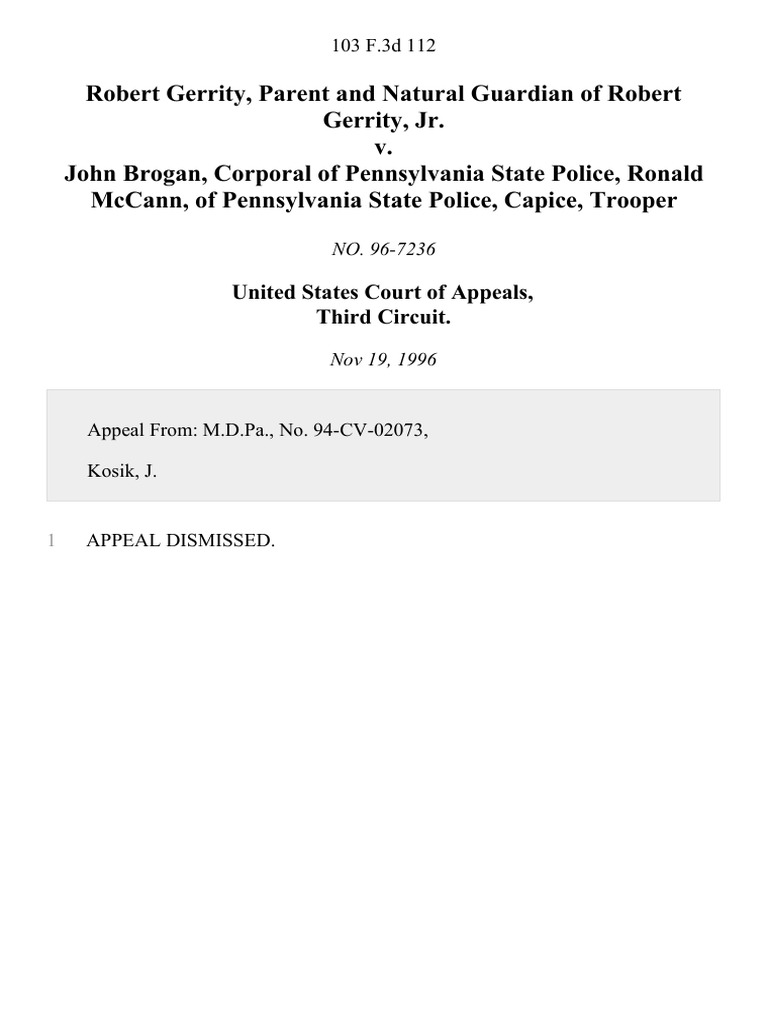 Robert Gerrity, Parent and Natural Guardian of Robert Gerrity, Jr. v ...