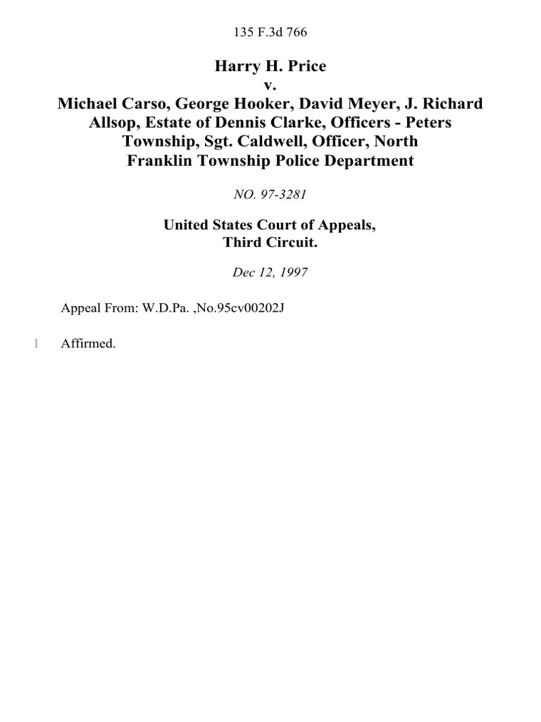 Harry H. Price v. Michael Carso, George Hooker, David Meyer, J. Richard ...